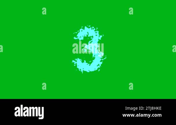 Number 3 with water waves on green screen background Stock Video ...