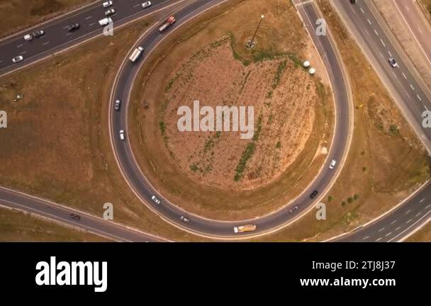 Round circle exit or entrance to highway for high speed commute and ...