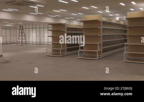 Modular Shopping Shelving Systems Gondola in New Big Retail Store Space ...