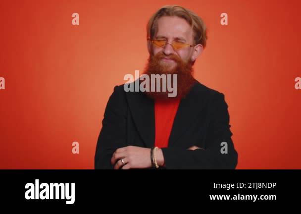 Sad redhead bearded man feeling hopelessness and loneliness, nervous ...