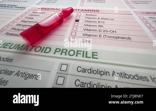 Medicine in ampoule of synthetic supplement of vitamin B12 ...