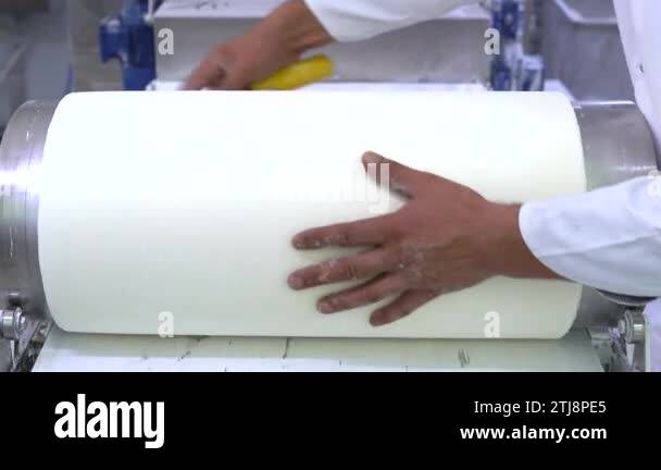 The process of making phyllo dough with an automatic dough machine ...