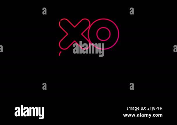 XOXO romantic love greeting and kiss digital cyber style line symbol ...