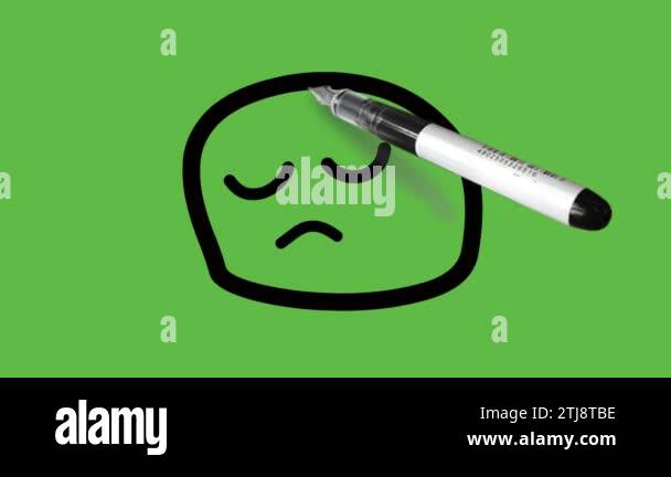 Drawing a sleepy face with black and brown colour combination on ...