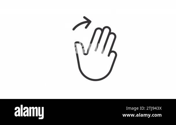 Animated fingers swipe linear icon. Three fingers scroll right ...
