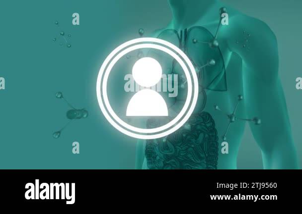 Animation of illuminated profile icon with nucleotides and midsection ...