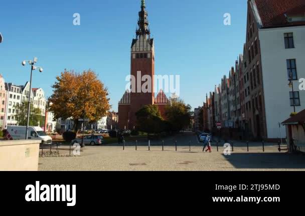 Elblag, Poland - August 2022. St. Nicholas Cathedral Gothic tower View ...