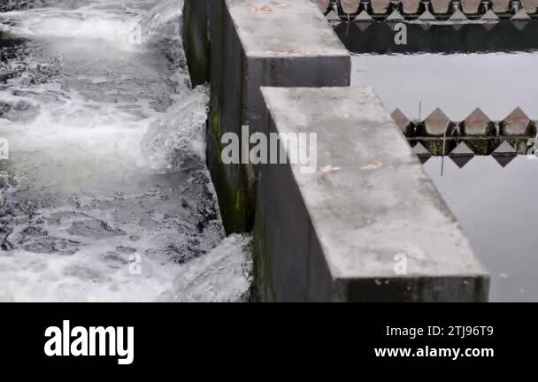 clean water flow after being processed in Water treatment tank of ...