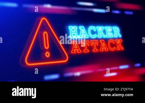 Hacker Attack Warning Alert Screen Loop Blinking Glitch Error Animation Concept Of Data Theft