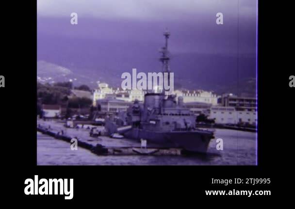 Giza, Egypt may 1980: Military ships in the port scene in 80s Stock ...