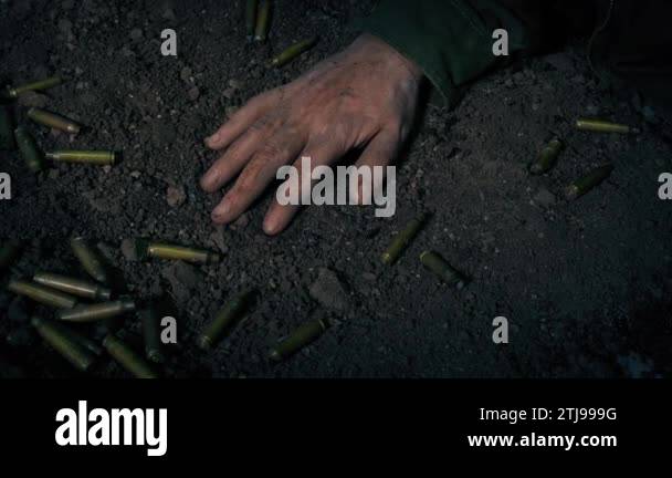 Dead Soldier On Battlefield With Bullets Casings Stock Video Footage ...