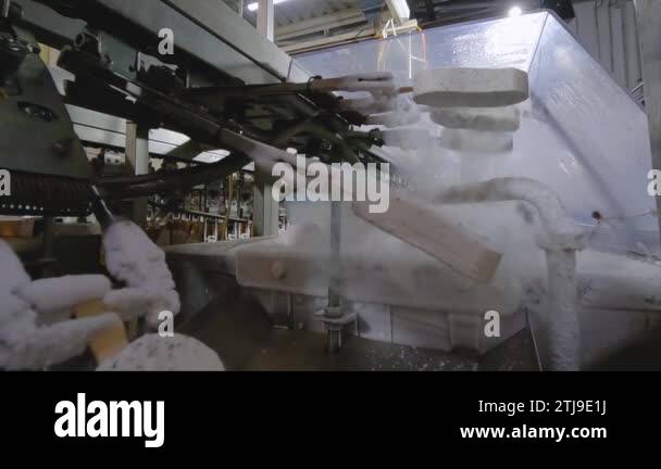 Freezing ice cream on the conveyor. Ice cream production process ...