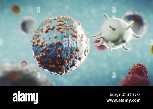 3D render visualization of the virus in the human body in the blood ...
