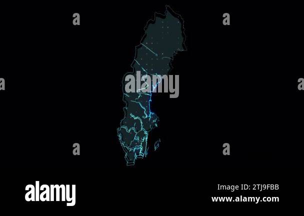 Sweden Map Shape Outline, Country Digital Contour Stock Video Footage ...