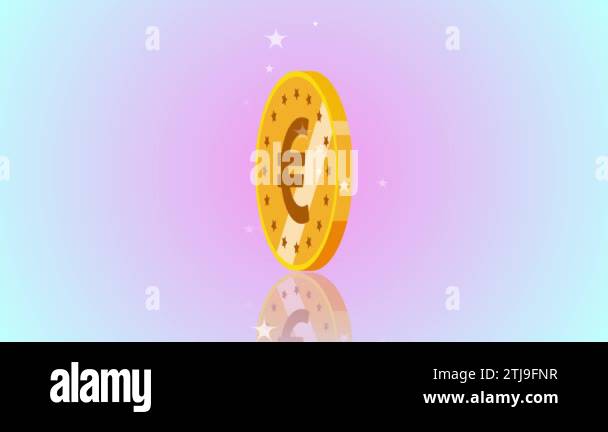Animated reflected coin on gradient background. Economy coin concept. V ...