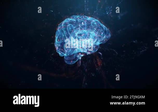 3d Hologram of Human brain Surrounded By Energy Flows In A Futuristic ...