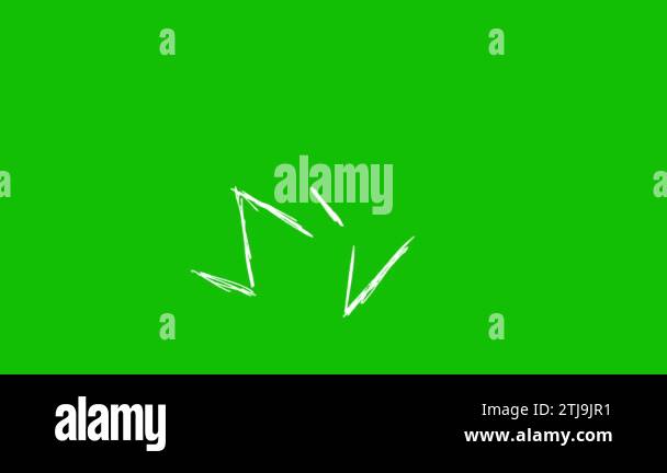 Drawing white a spiral design on the green screen background. Hand ...
