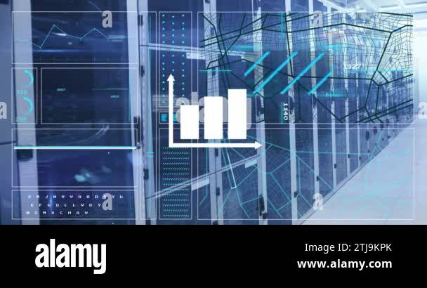 Animation of bar graph over interface with data processing against ...