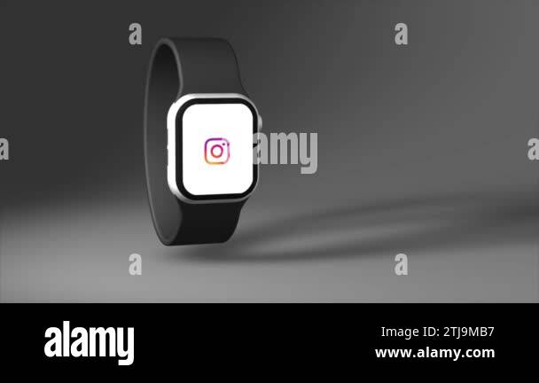 New York, USA - 1 May 2023: Instagram Logo on Smart Watch Screen ... New York, USA - 1 May 2023: Instagram Logo on Smart Watch Screen ...