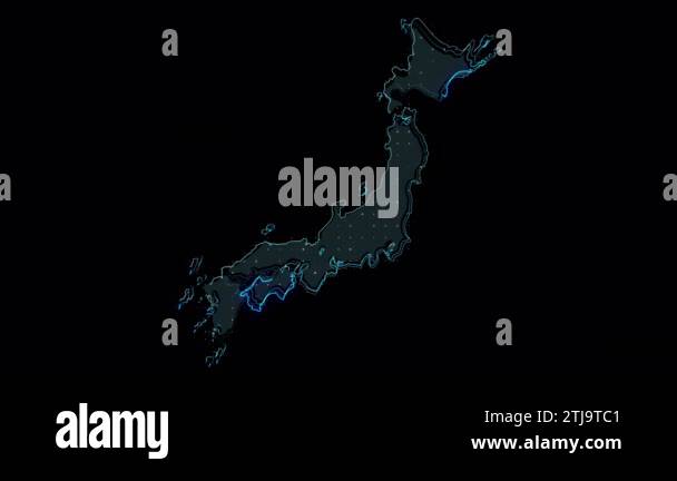 Japan Map Shape Outline, Country Digital Contour Stock Video Footage ...