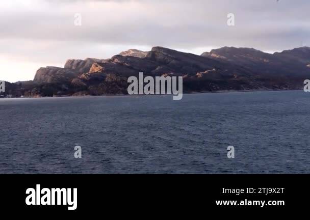 Norway. Amazing Summer Scenic View . Ship Or Ferry Boat Liner Floating ...