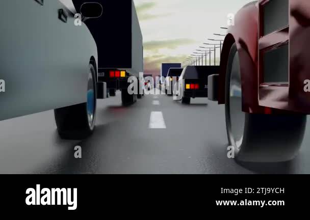 Cars driving on a bridge - 3D 4k animation (3840x2160 px Stock Video ...