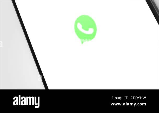 New York, USA - 1 May 2023: WhatsApp Logo on Phone Screen Animation ... New York, USA - 1 May 2023: WhatsApp Logo on Phone Screen Animation ...