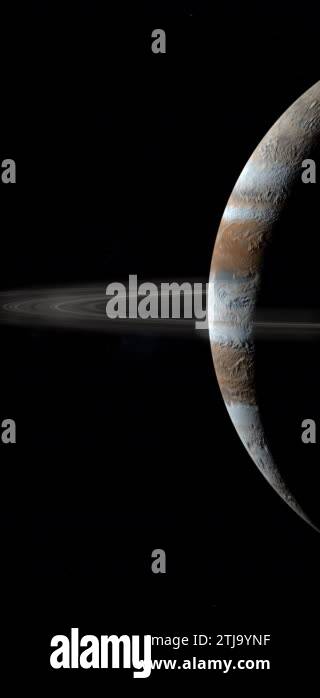 Jupiter planet with her rings in rotation in the outer space. 4K ...