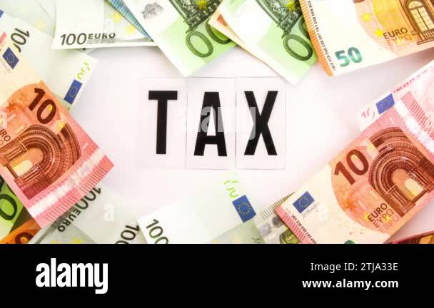 4k zoom in out Euro Money Frame with TAX word iscription inside on ...