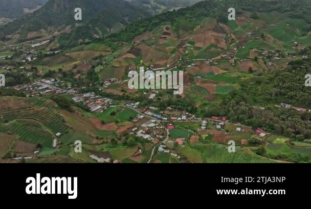 Cerro Punta Panama Aerial v3 birds eye view overlooking at foothill ...