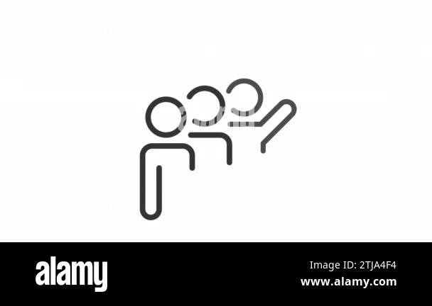 Animated succeeding linear icon. Successful teamwork. Effective ...