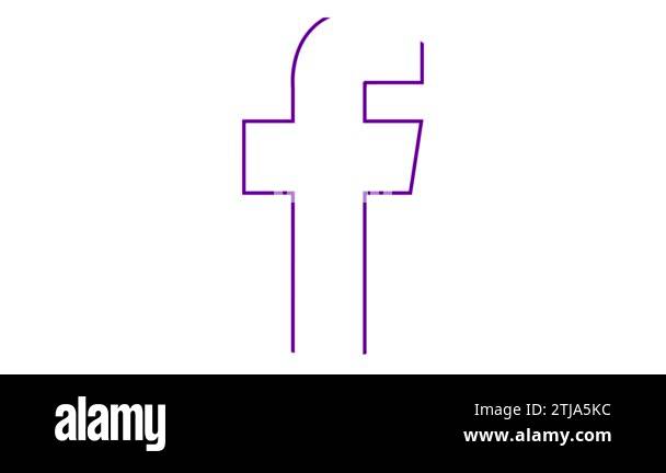 Animated violet icon of facebook is drawn. Linear symbol. Sign of ...