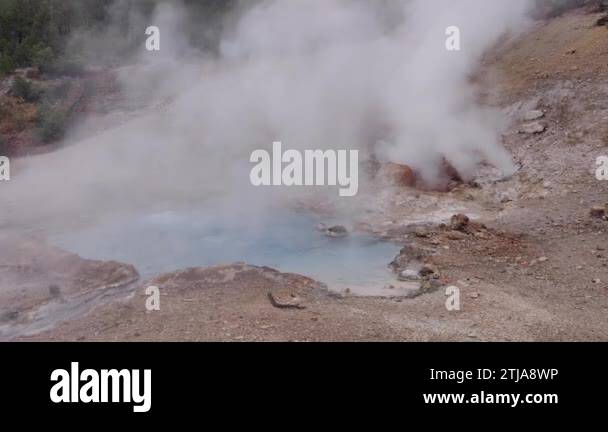 Blue Pool Hot Springs in Supervolcano Yellowstone National Park Wyoming ...
