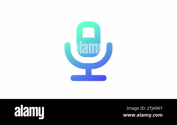 Animated microphone gradient ui icon. Sharing voice messages. Seamless loop HD video with alpha ...