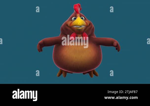 brown chicken funny cartoon character jumping - 3D animation Stock ...