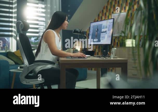 Asian 3D designer creating 3D model of style and design of clothes in ...