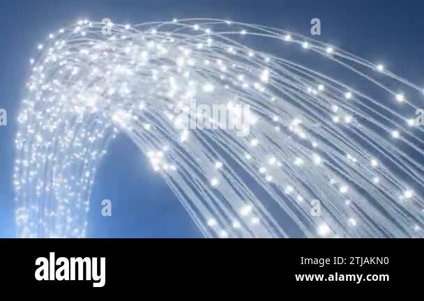 Fiber Optic Cable with Digital Data Transfer of Flowing Information - 4K Seamless VJ Loop Motion ...