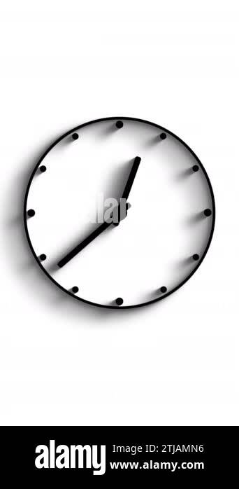 Vertical video animation of a black analog clock icon with moving ...