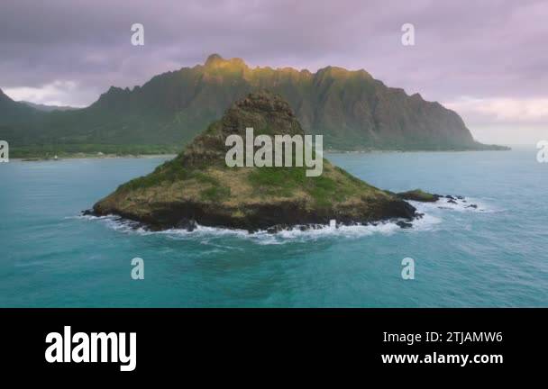 Cinematic aerial beautiful coastal landscape of Hawaii 4K. Aerial view ...