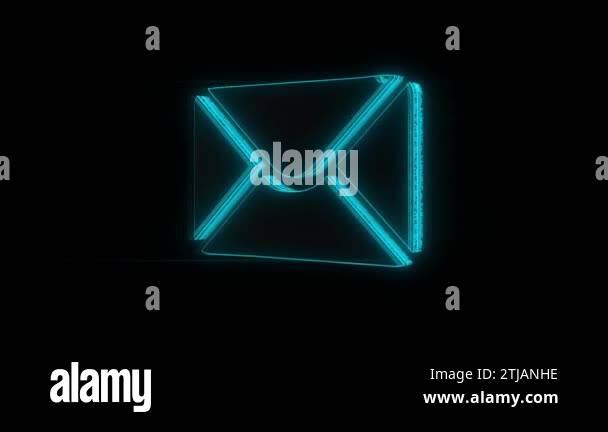 E-mail Icon Rotate Around on black background use for Envelope. Symbol ...