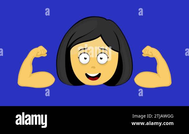 Loop animation of the emoji of a yellow cartoon woman showing the ...