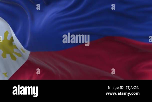 Close-up view of the Philippines national flag waving. The Republic of ...