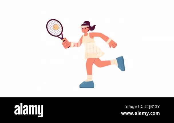 Hitting tennis ball animation. Animated isolated 2D athlete with racket ...