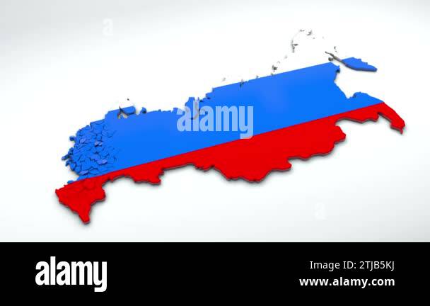 3d animation of the map of Russia. The territory of Russia is ...