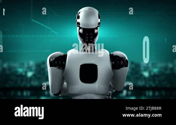 Futuristic robot artificial intelligence huminoid AI programming coding technology development ...