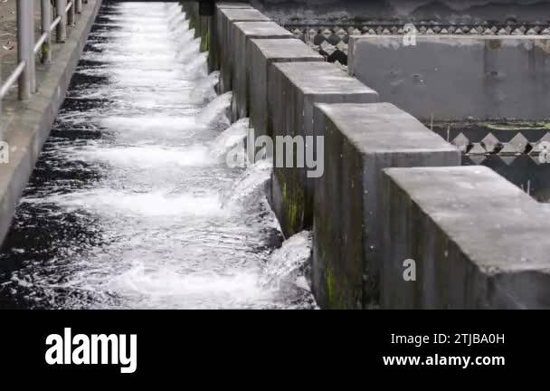 clean water flow after being processed in Water treatment tank of ...