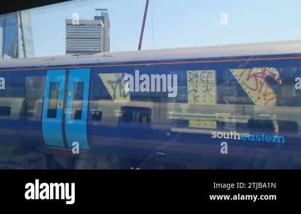 Outside View from Window Seat of Moving Train. Traveling from Luton ...