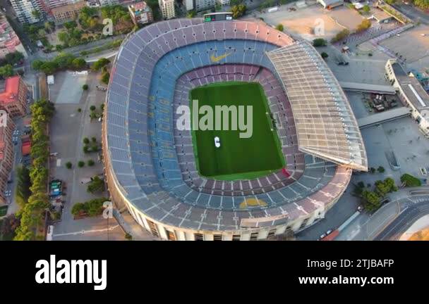 Aerial view of Camp Nou FC Barcelona football Stadium in Barcelona ...