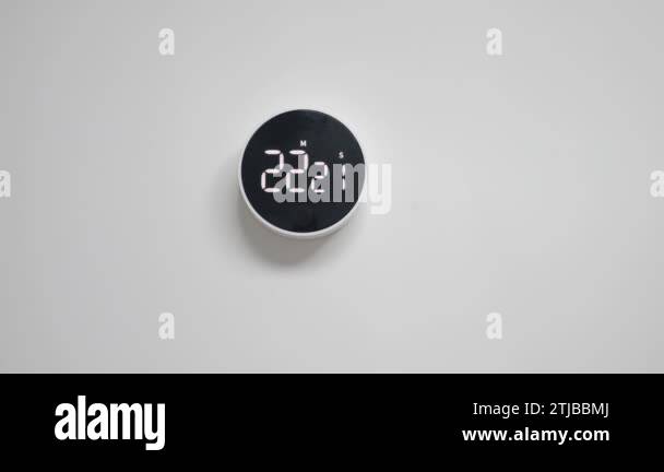Wall mounted electronic black white clock with minimalistic design ...