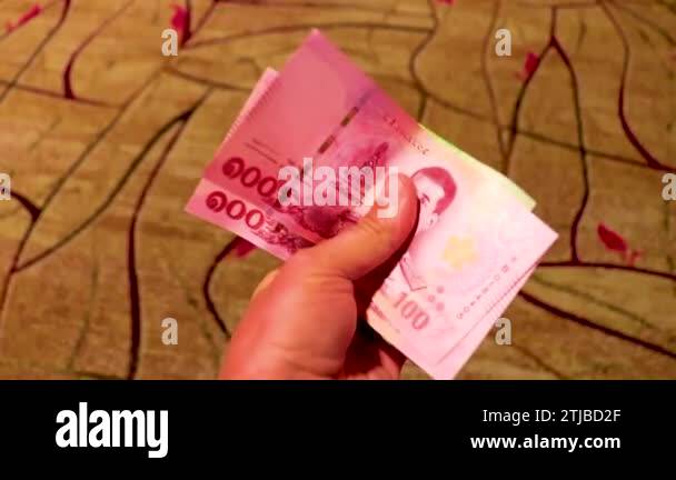 Thai Baht Thai money coins and bills in airport from Changi Singapore ...